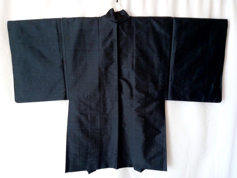 Vintage Oshima Tsumugi Silk Haori: Indigo Kimono Jacket With Scenic ...