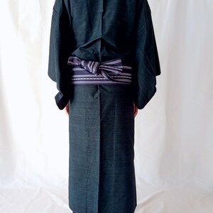 Japanese Men's Kimono Robe in Dark Cyan Blue Size M, Vintage Tsumugi ...