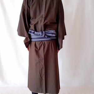 Vintage Japanese Men's Kimono – Brown Tsumugi Silk – Samurai Robe ...