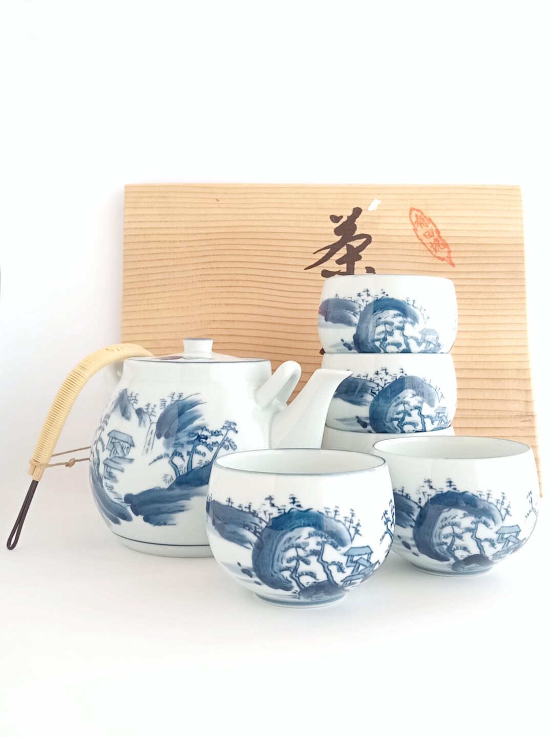 Japanese Tea Set, Arita Yaki Tea Cup Set, Pot and 5 Cups, Japanese ...