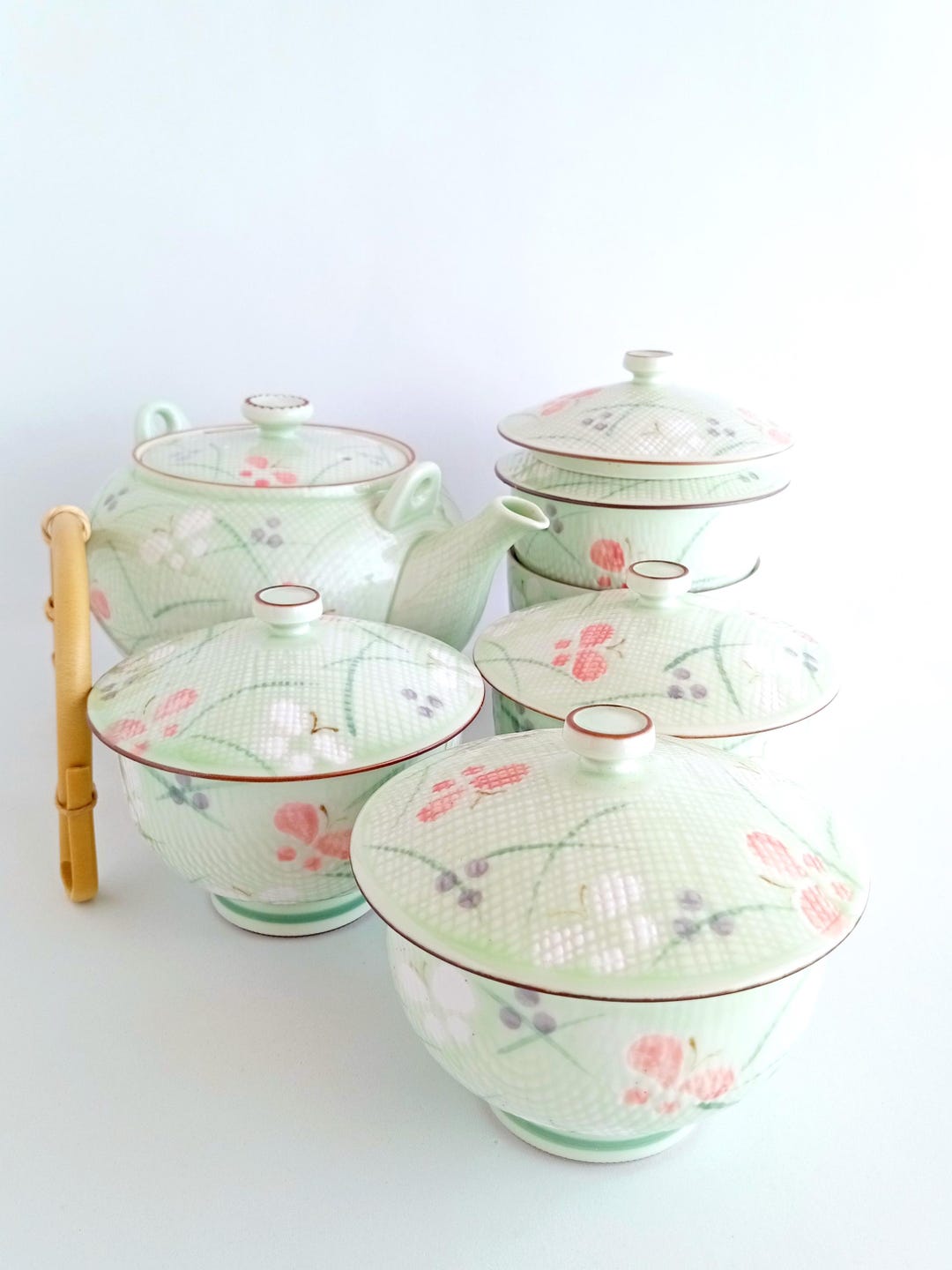 Japanese Tea Set, Arita Yaki Tea Cup Set, Pot and 5 Cups With Lids ...