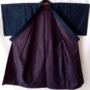 Vintage Japanese Men's Kimono – Deep Blue Tsumugi Silk – Samurai Robe ...