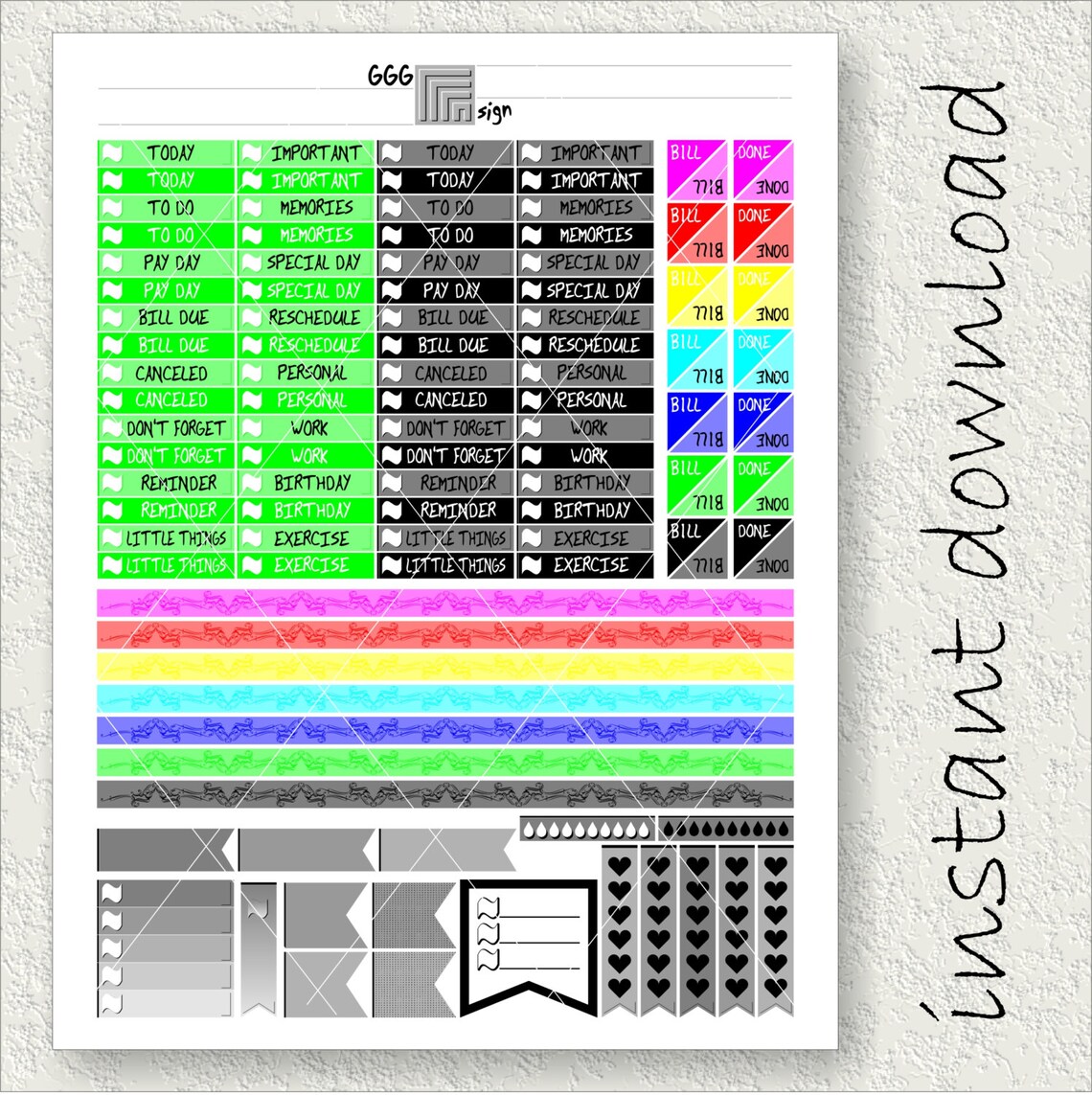 Printable Planning Stickers Planner Stickers Full Box Planner Sticker ...