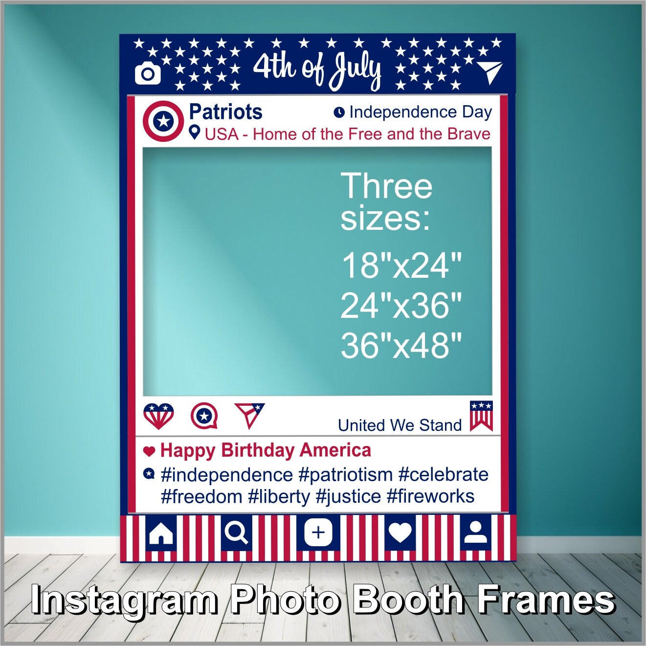 Instagram 4th of July Photo Booth Frame Printable Independence Day ...