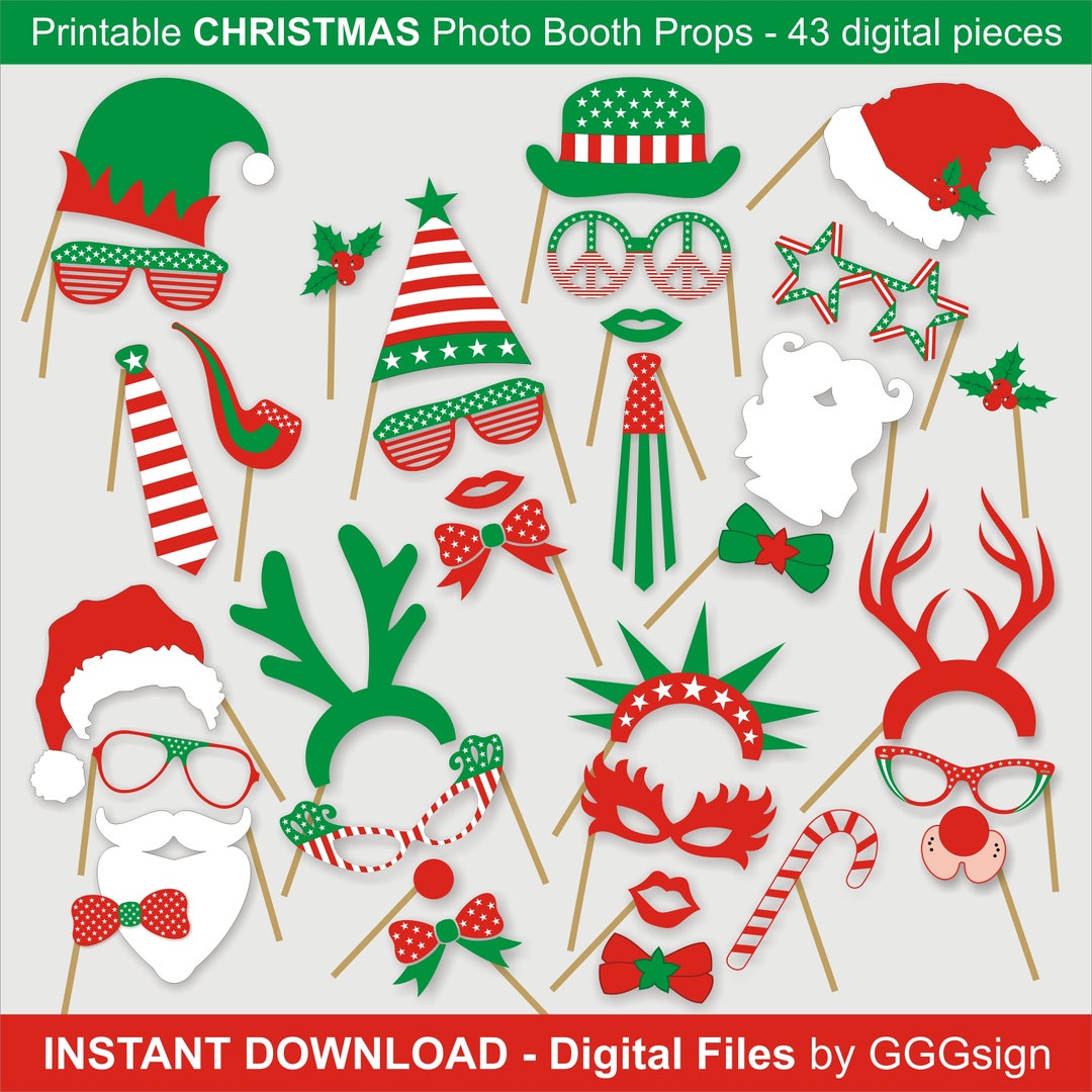 Christmas Photo Booth Props Printable INSTANT DOWNLOAD New Year ...