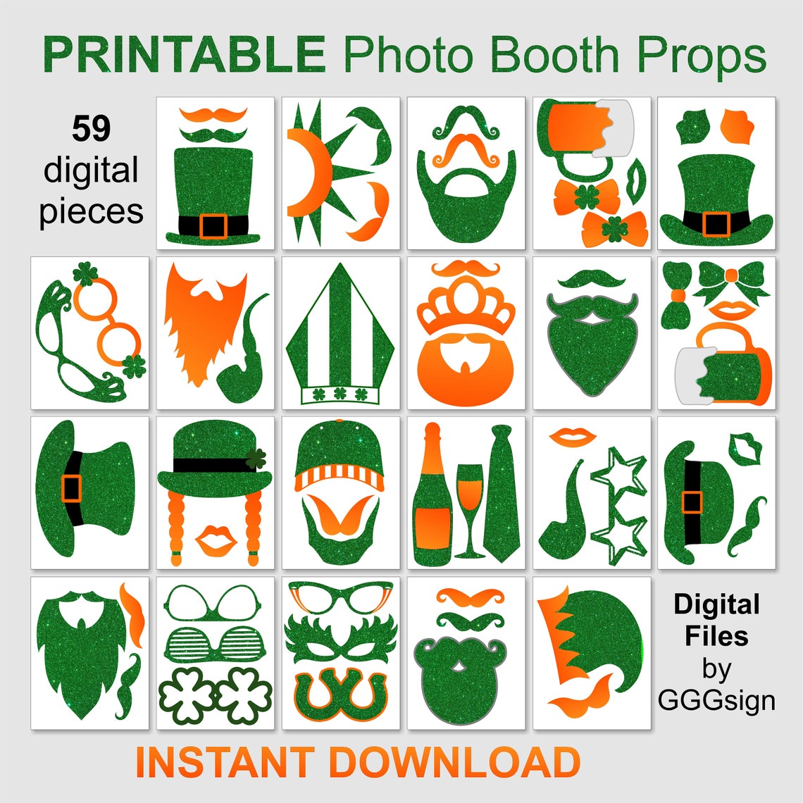 St. Patrick's Day Photo Booth Props Printable INSTANT DOWNLOAD St ...