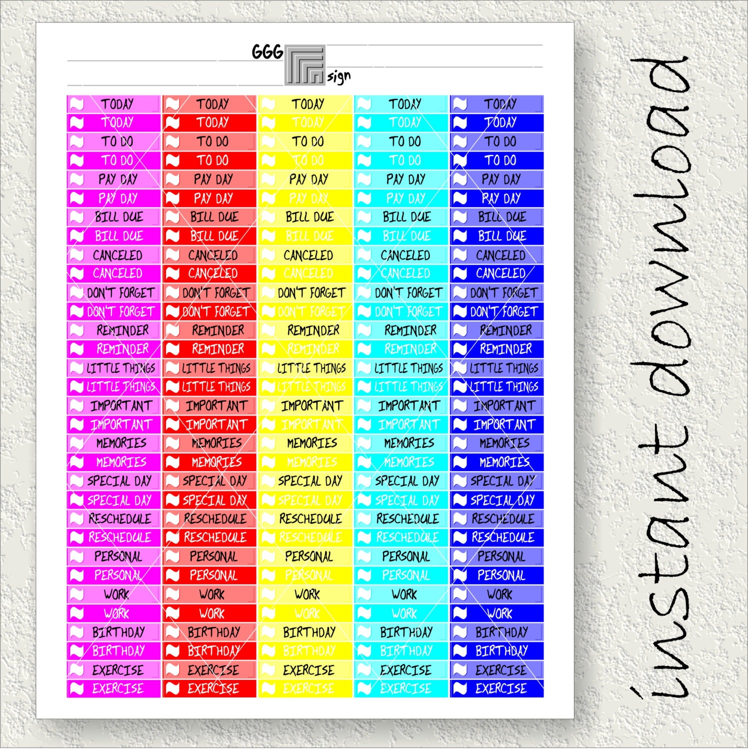 Printable Planning Stickers Planner Stickers Full Box Planner Sticker ...