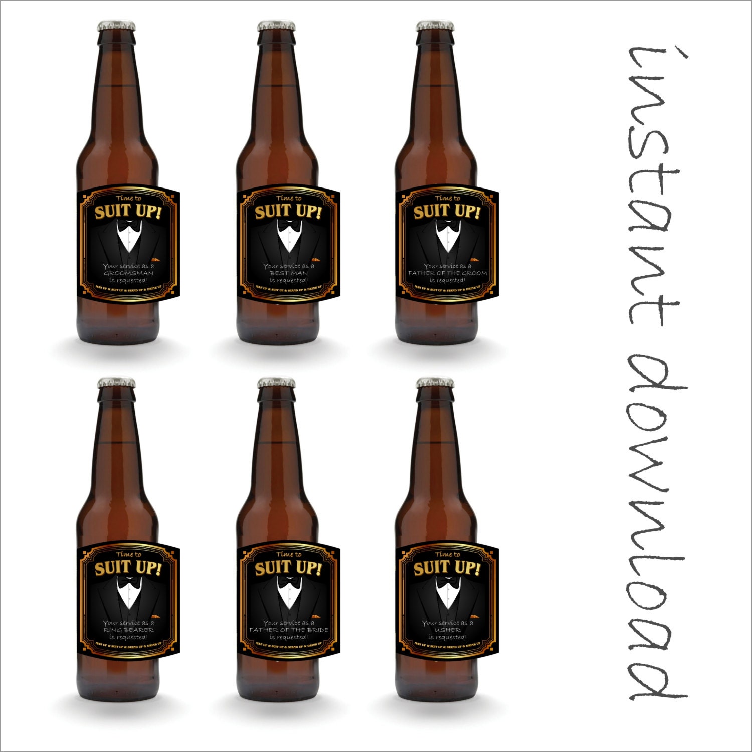 Instant Download DIY Printable Beer Labels SUIT UP Groomsman Best Man ...