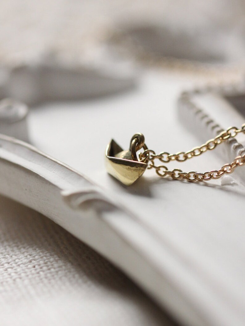 Paper Boat Necklace - Lovely Modern Charm Jewlery - Etsy