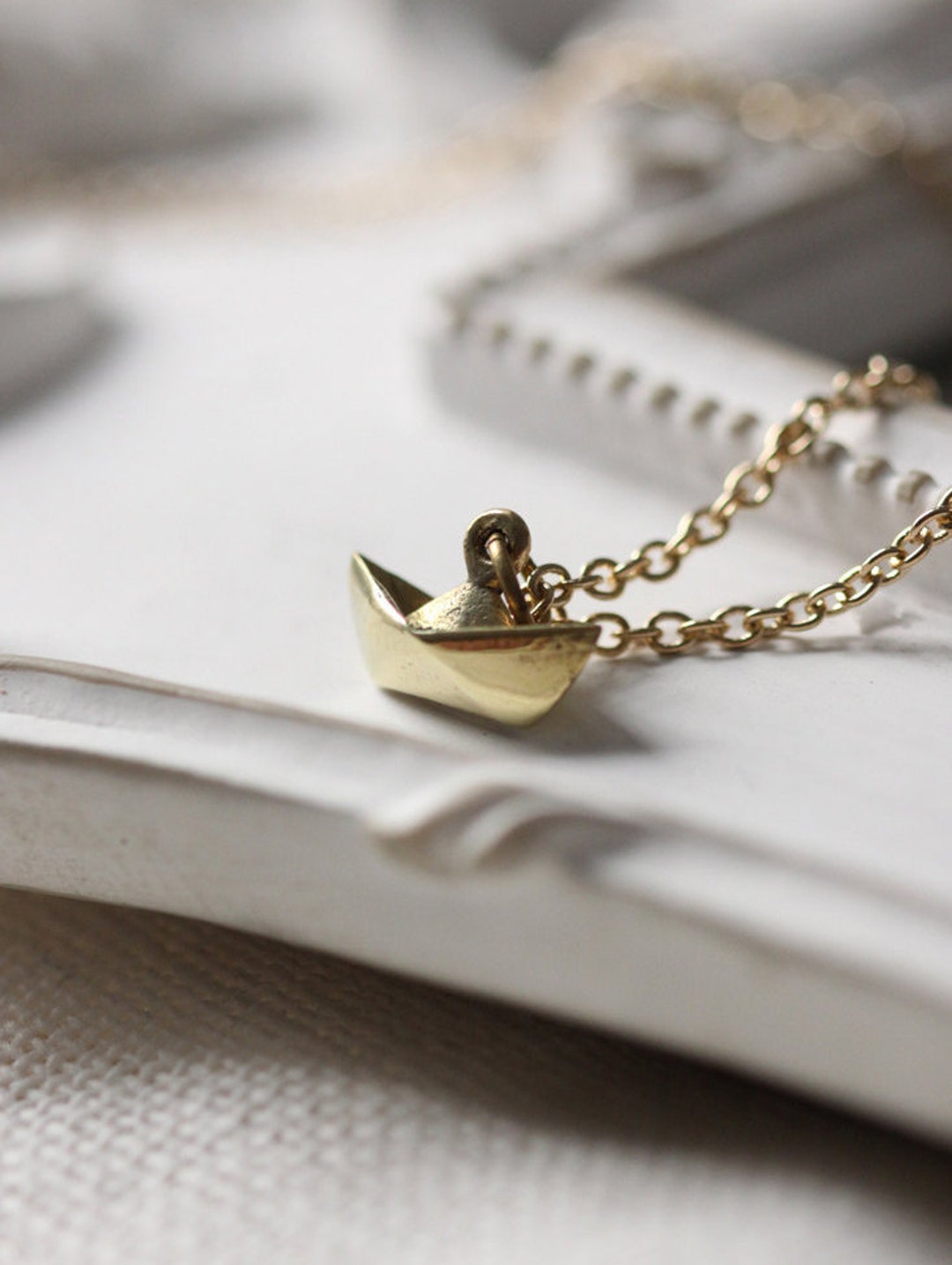 Paper Boat Necklace - Lovely Modern Charm Jewlery - Etsy