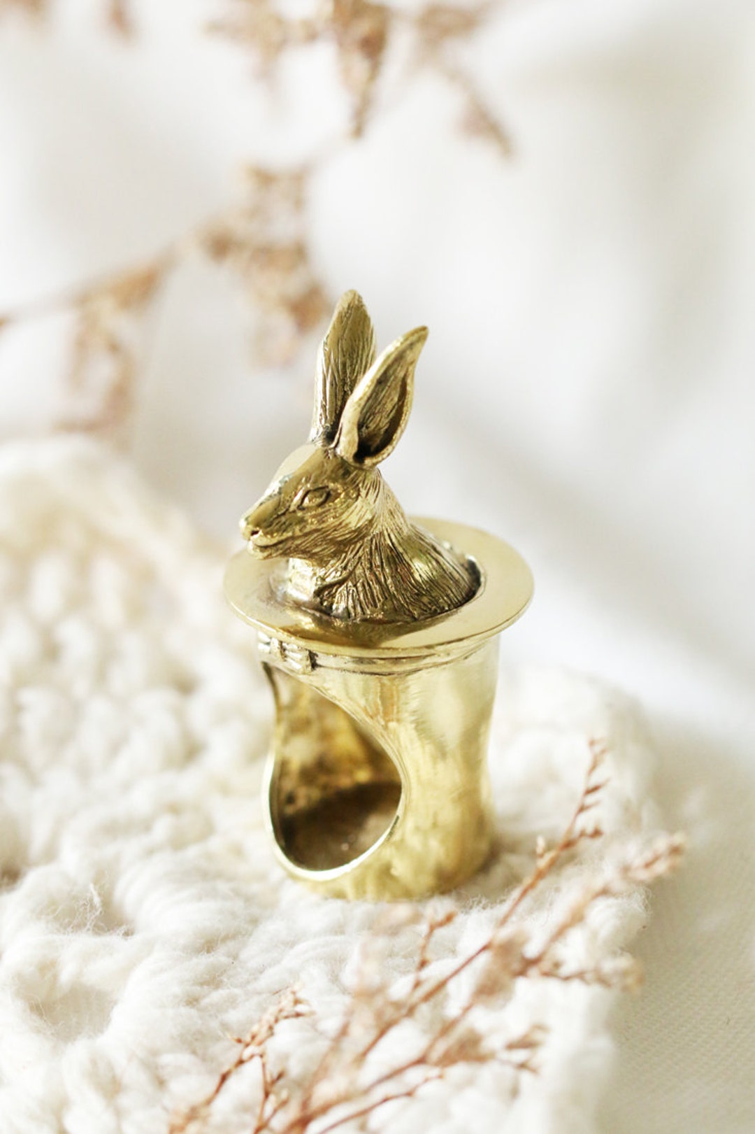 Golden Rabbit Ring,charm Ring,woodland Rabbit Ring,nature Ring,animal ...