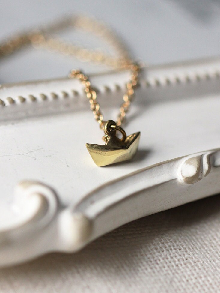 Paper Boat Necklace - Lovely Modern Charm Jewlery - Etsy