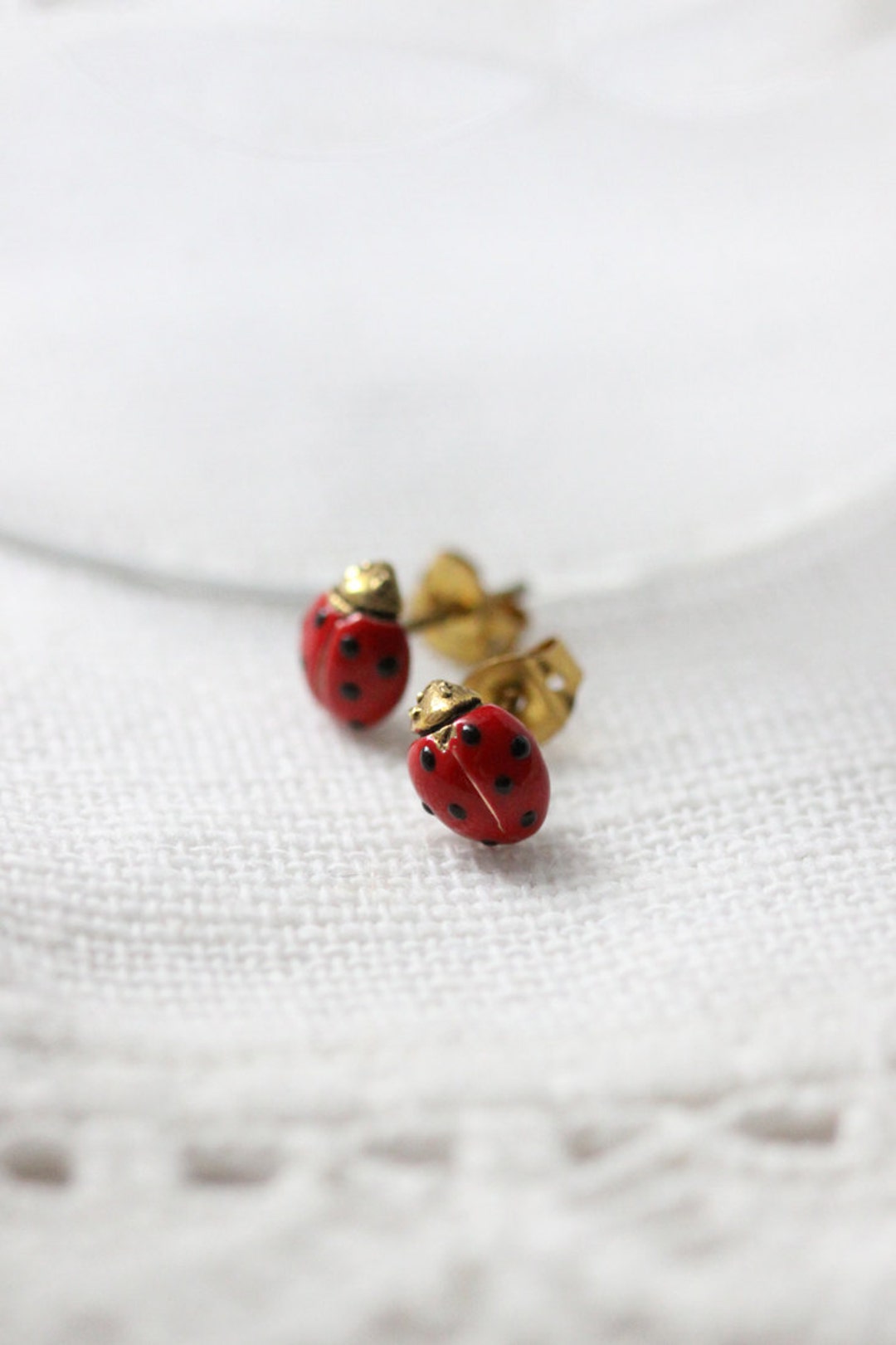 Red Ladybug Earrings Original Made and Design by Linenjewelry ...