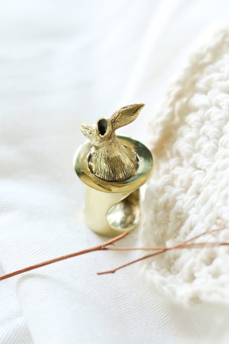 Golden Rabbit Ringcharm Ringwoodland Rabbit Ringnature - Etsy
