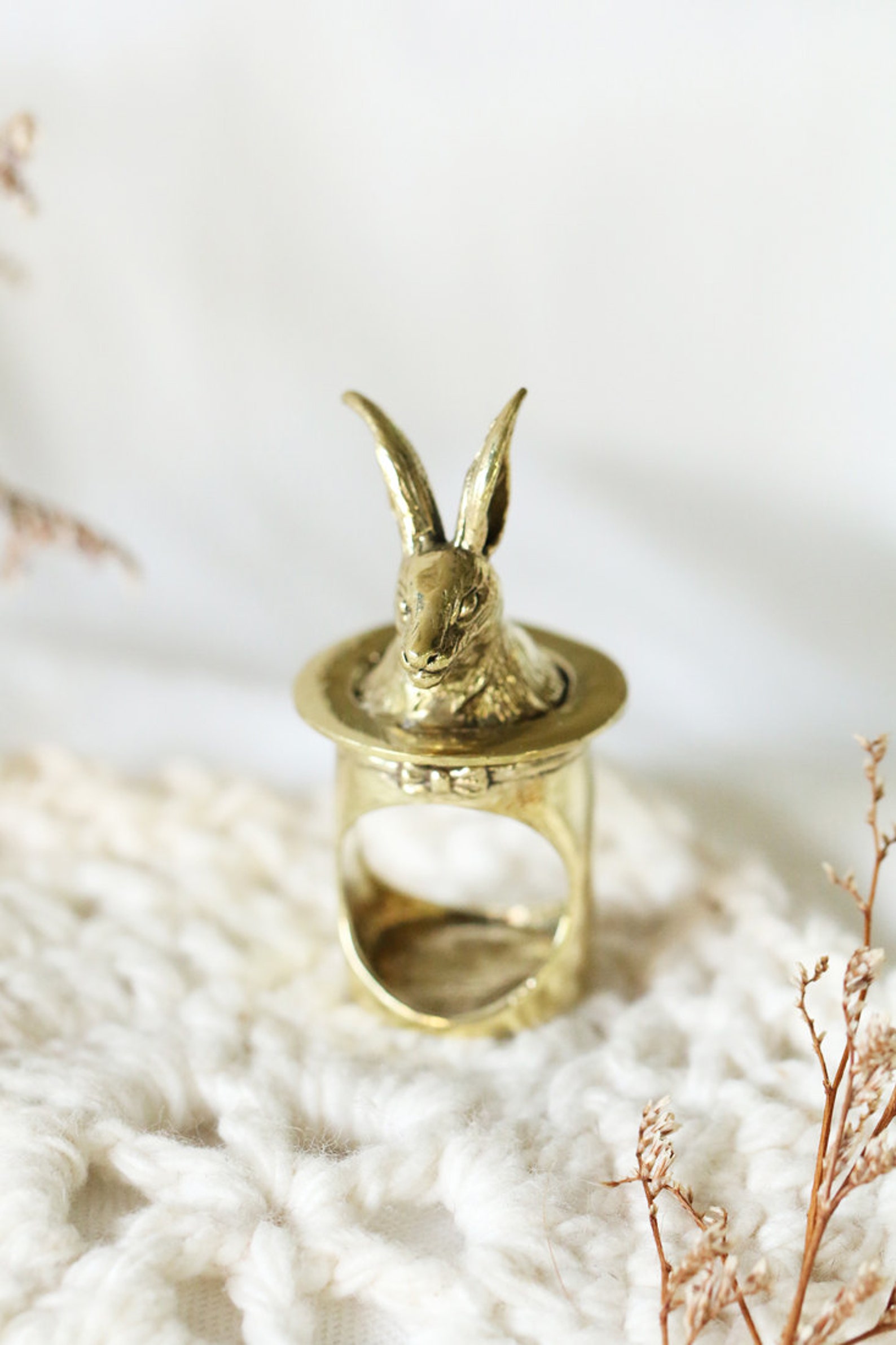 Golden Rabbit Ring,charm Ring,woodland Rabbit Ring,nature Ring,animal ...