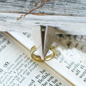 Linen Jewelry Airplane Paper Ring / Origami Ring / Paper Plane Ring ...
