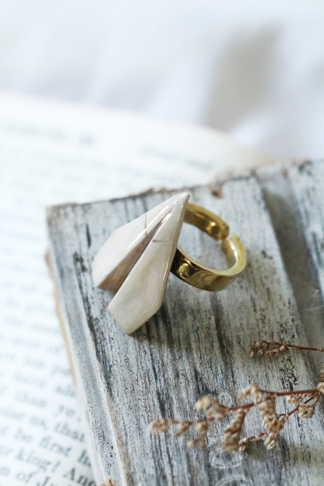 Linen Jewelry Airplane Paper Ring / Origami Ring / Paper Plane Ring ...