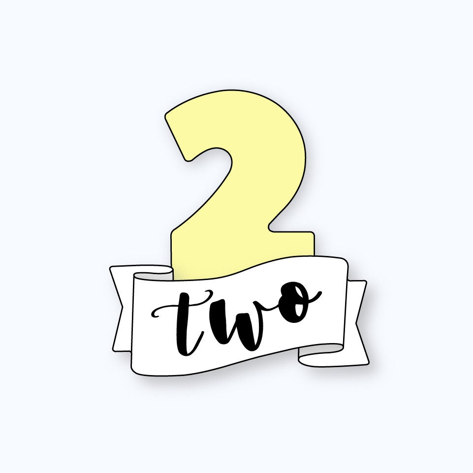 Number 2 with Banner Cookie Cutter Number Cookie Cutters | Etsy