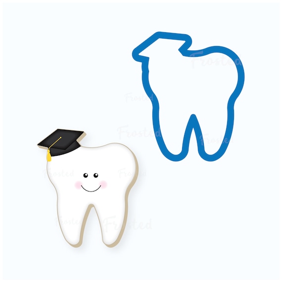 Tooth Cookie Cutter | Tooth with Grad Cap, Graduate, Graduation, Teeth ...