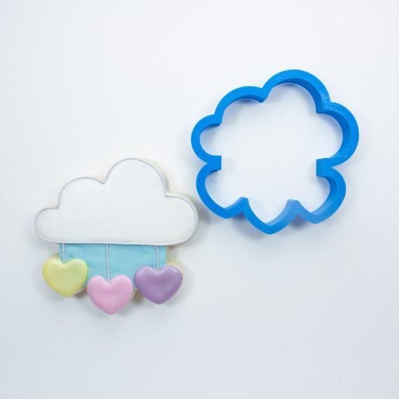 Cloud with Hanging Hearts Cookie Cutter | Cloud Cookie Cutter | Baby ...