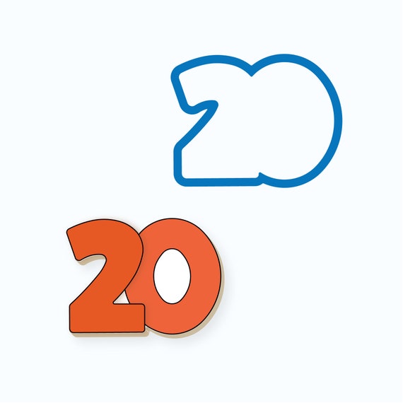 Number 20 Cookie Cutter | Twenty Cookie Cutter | Number Cookie Cutters ...