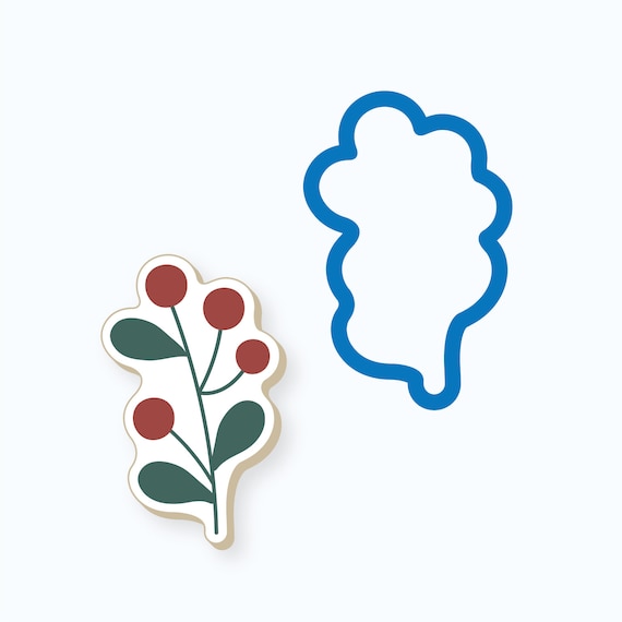 Branch Cookie Cutter | Leaves, Berries, Christmas, Stick, Leaf, Wreath ...