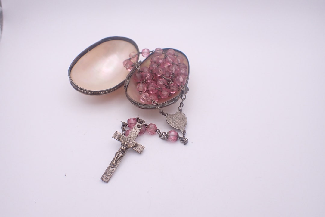 Antique Mother of Pearl Clam Shell Purse Hinged Edwardian Pill Trinket ...