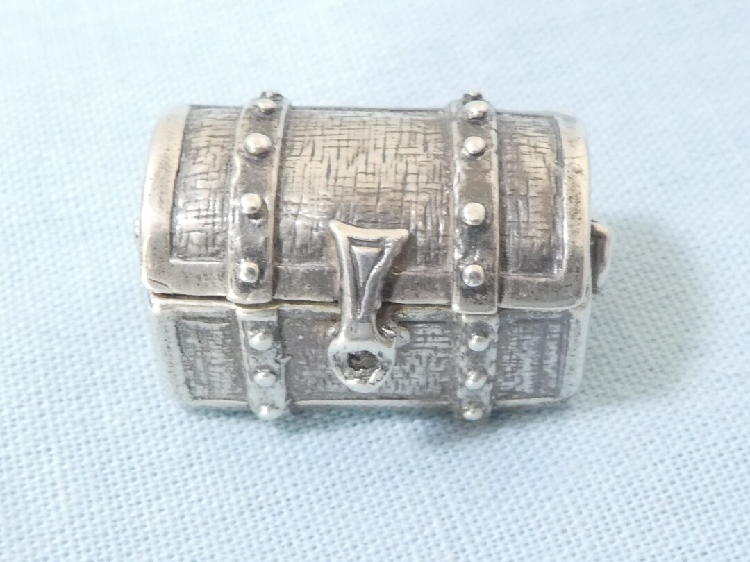 Vintage Miniature Treasure Chest Box Casket Sterling Silver Jewelry ...