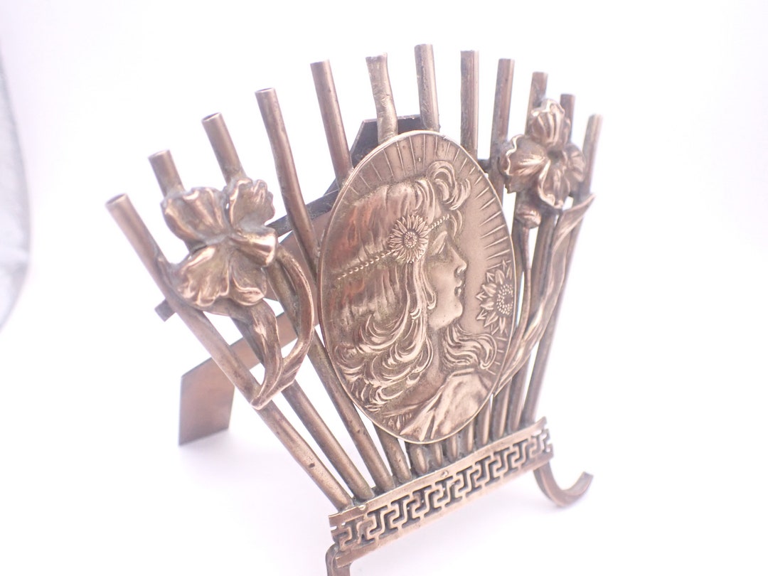 Rare Art Nouveau Bronze Desk Top Toothpick Holder Easel Back French ...
