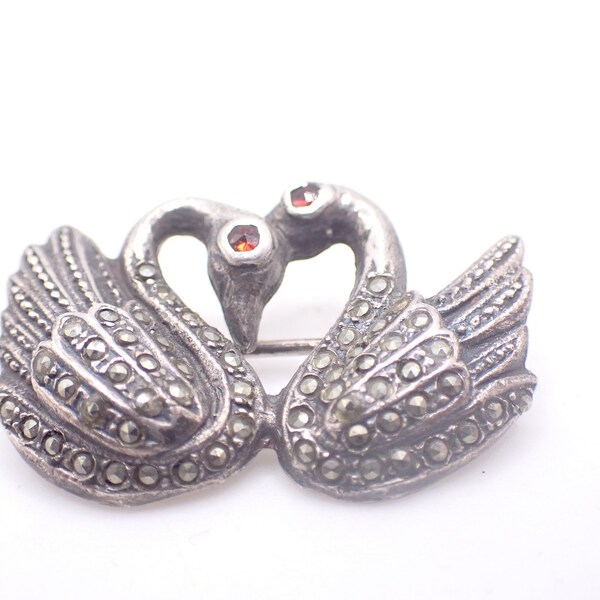 Swan Marcasite Pin - Etsy