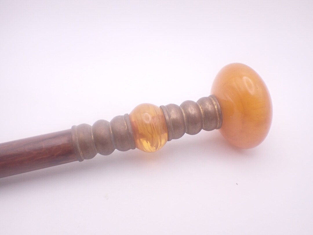Art Deco Egg Yolk Amber Bakelite Catalin Phenol Lucite Walking Stick ...