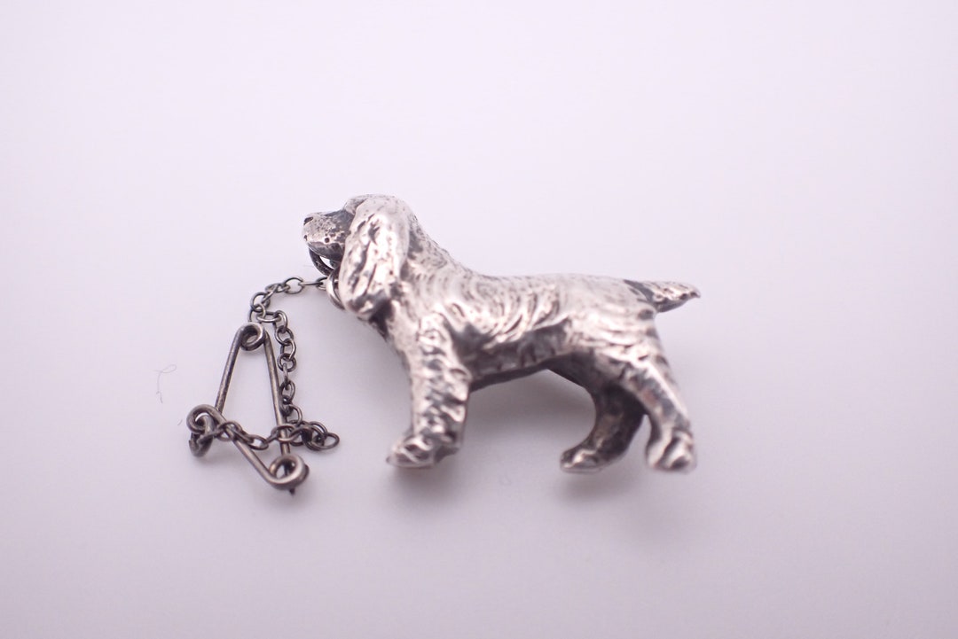 Vintage Spaniel Dog Brooch Pin 1930s Solid Sterling Silver 925 8.3grams ...