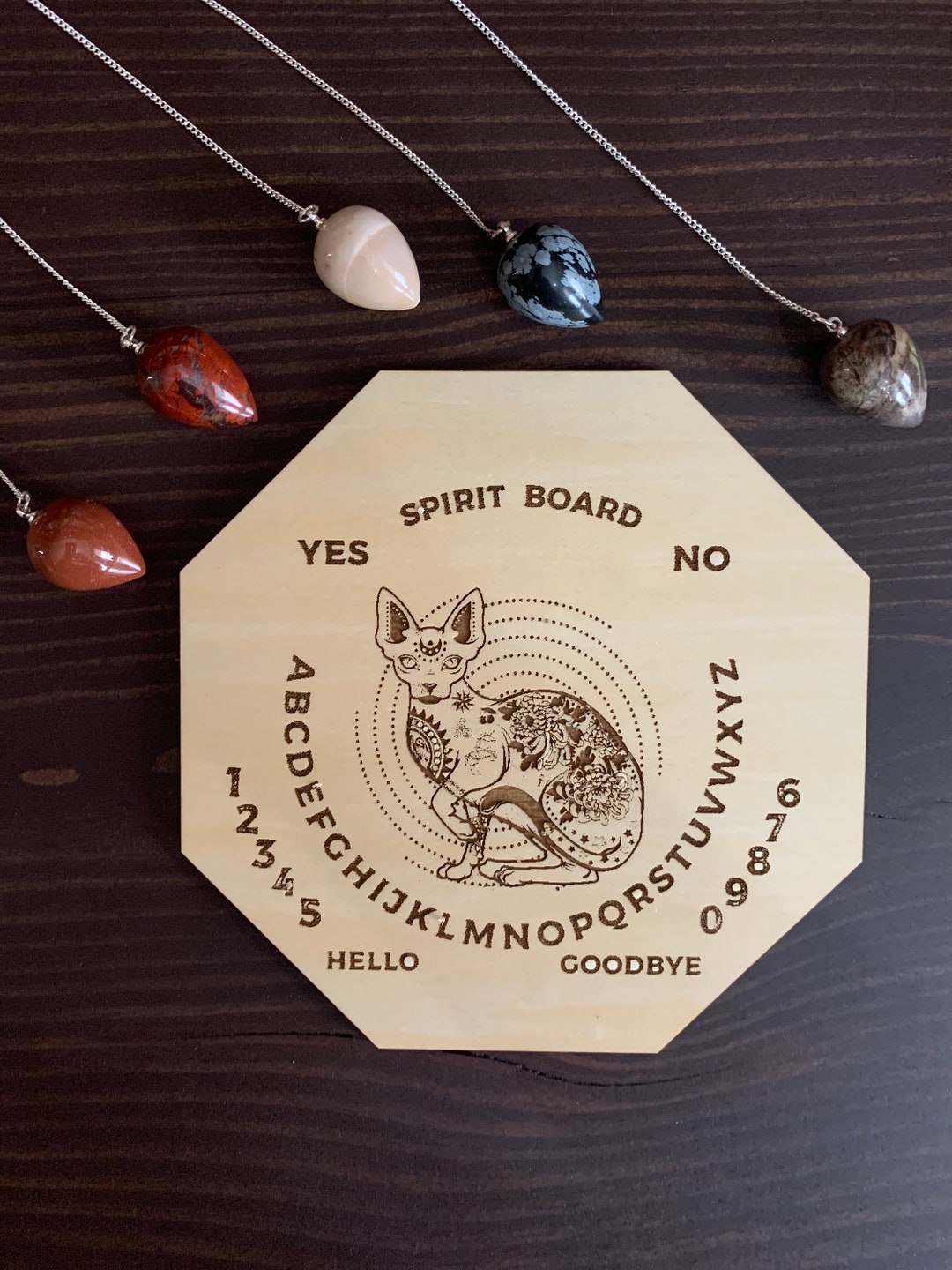 Mystic Cat Pendulum Spirit Board Includes Intuitively Chosen Pendulum ...