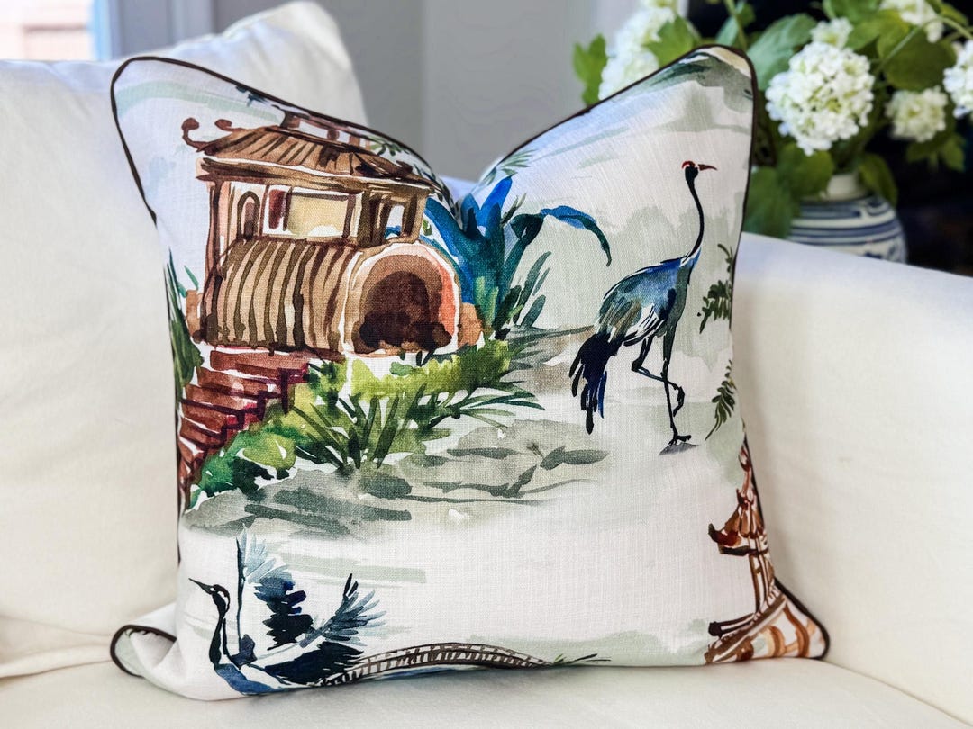 Emperor Palm Pagoda Pillow Cover - Chinoiserie Grandmillennial Decor - Etsy