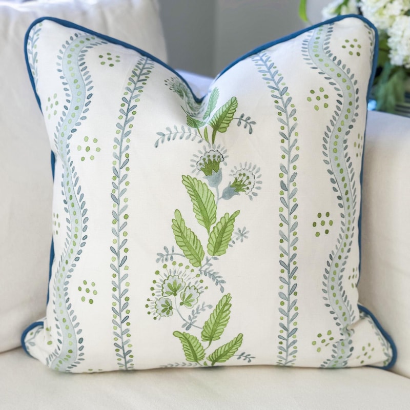 Blue Stripe Welted Pillow - Etsy