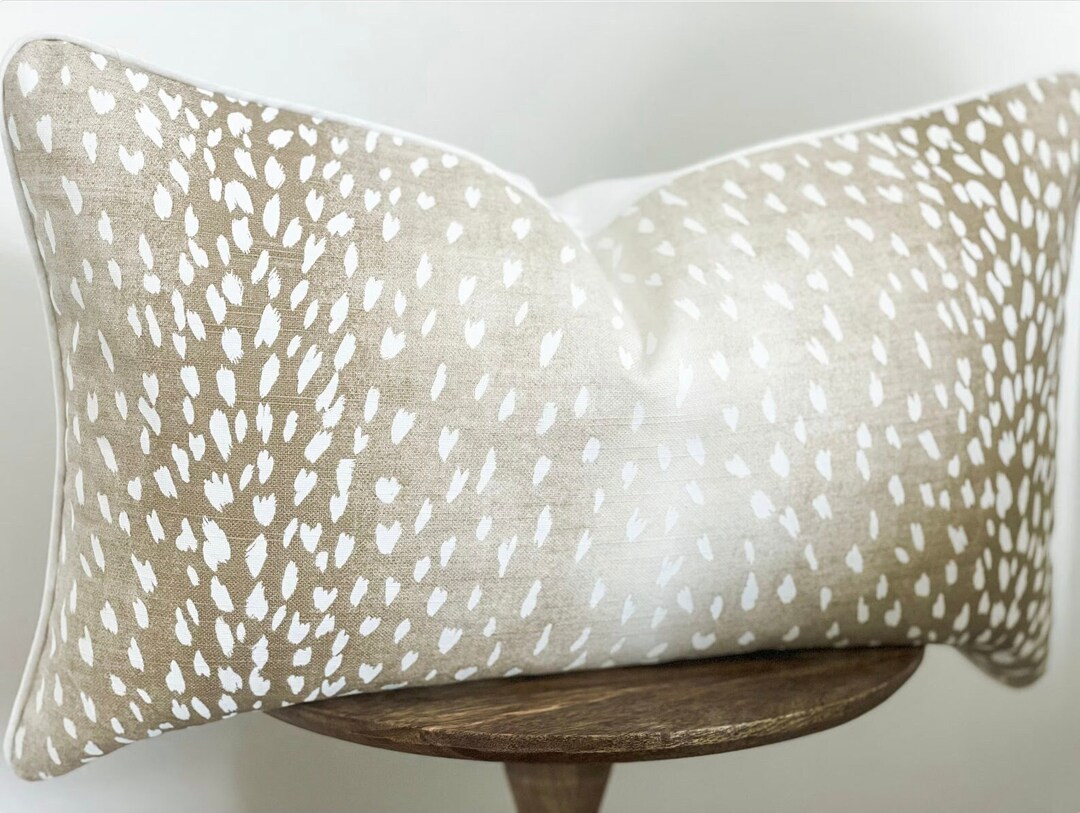 Vern Yip Fawn Beige Antelope Animal Print Pillow Cover - Chinoiserie ...