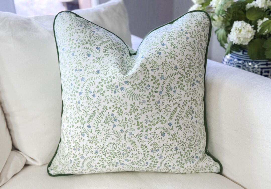 Danika Herrick Veronica Green Floral Pillow Cover - Grandmillenial ...