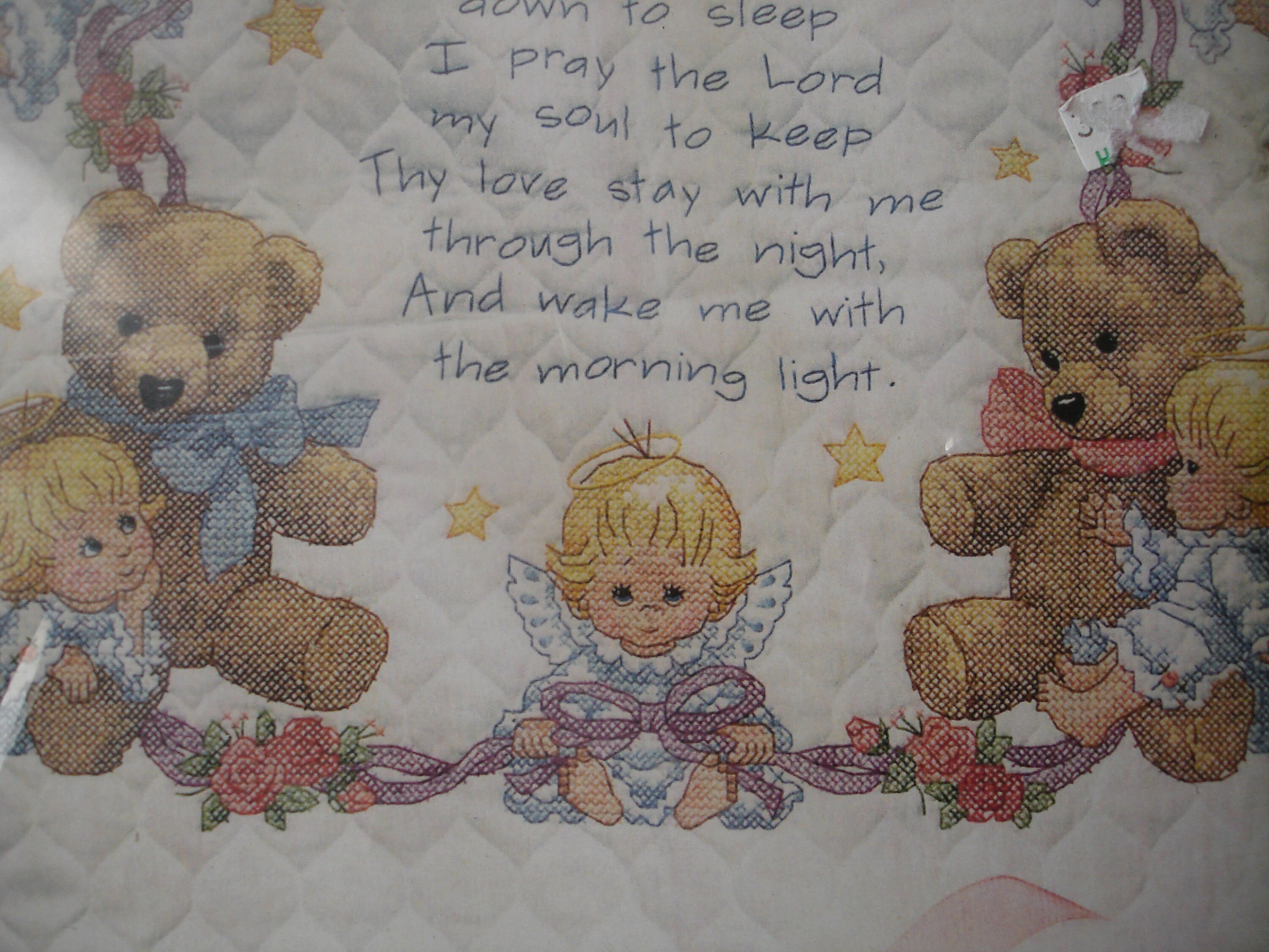 Nighttime Prayer Baby's Guardian Angels and Teddy Bears Floating in the ...