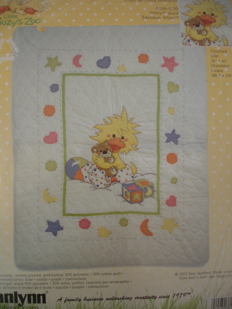 Suzy's Zoo Witzy Duck With His Toys and Teddy Bear/ Cross Stitch Quilt ...
