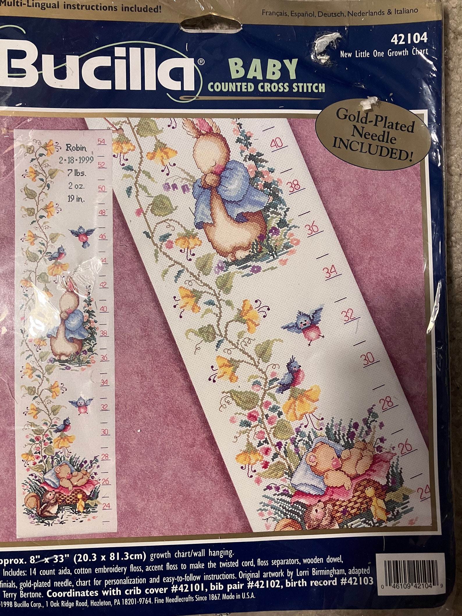 Peter Rabbit New Little One Growth Chart Cross Stitch Kit #42104 by ...
