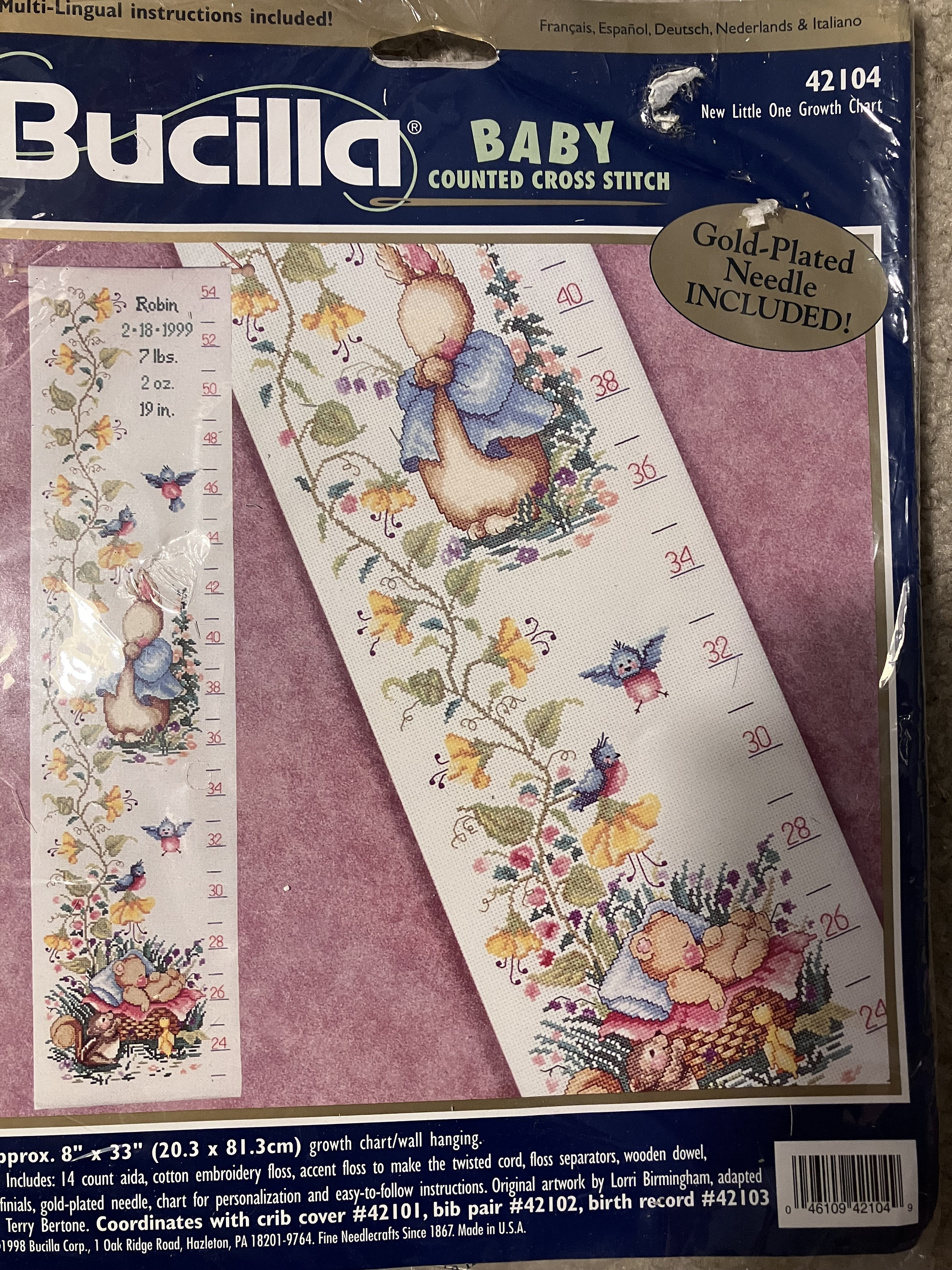 Peter Rabbit New Little One Growth Chart Cross Stitch Kit #42104 by ...