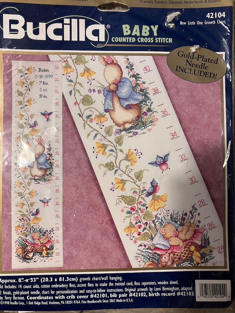 Peter Rabbit New Little One Growth Chart Cross Stitch Kit #42104 by ...