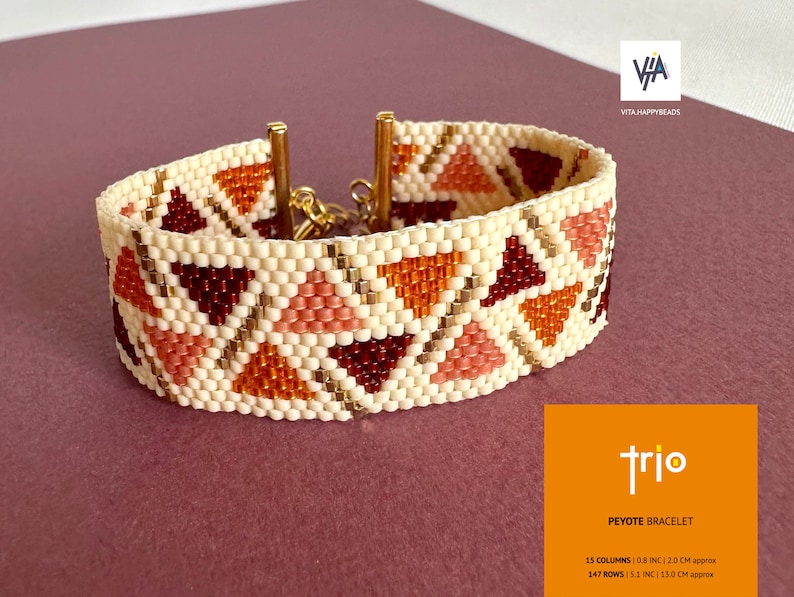 Peyote Beaded Pattern, Bracelet Odd Count Stitch Peyote, Delica Beads ...