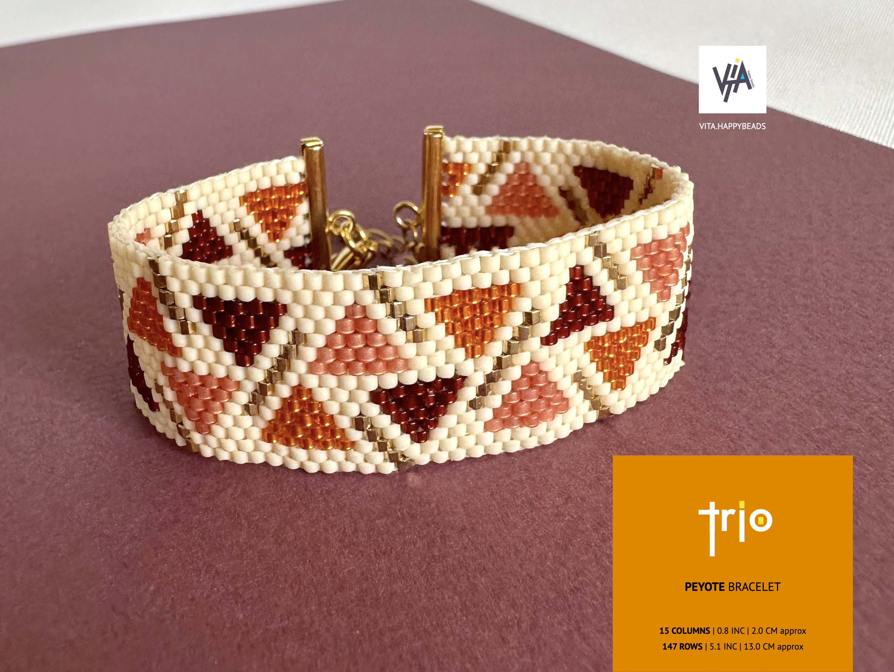 Peyote Beaded Pattern, Bracelet Odd Count Stitch Peyote, Delica Beads ...