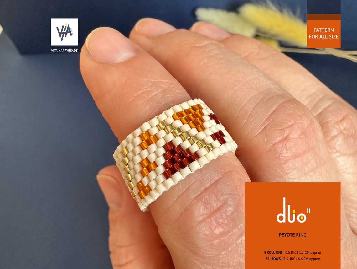 Peyote Stitch Ring Pattern, Odd Count Peyote Patterns, Instant Download ...