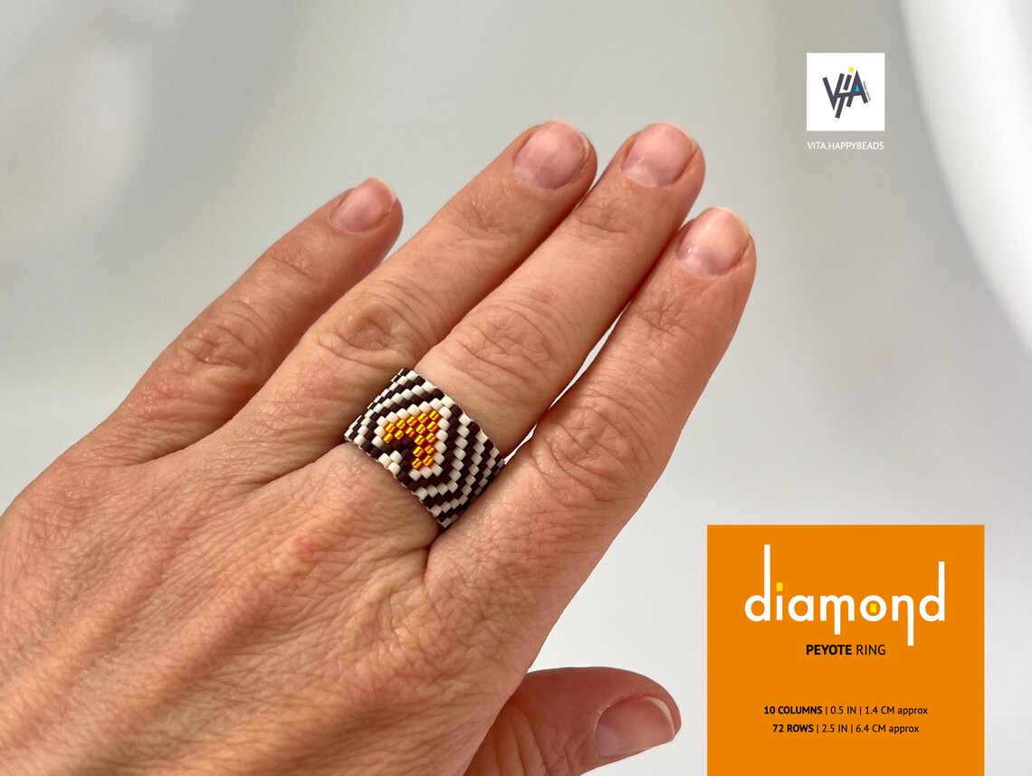 Peyote Ring Pattern, Miyuki Delica Pattern, Miyuki Beads Chart, Peyote ...