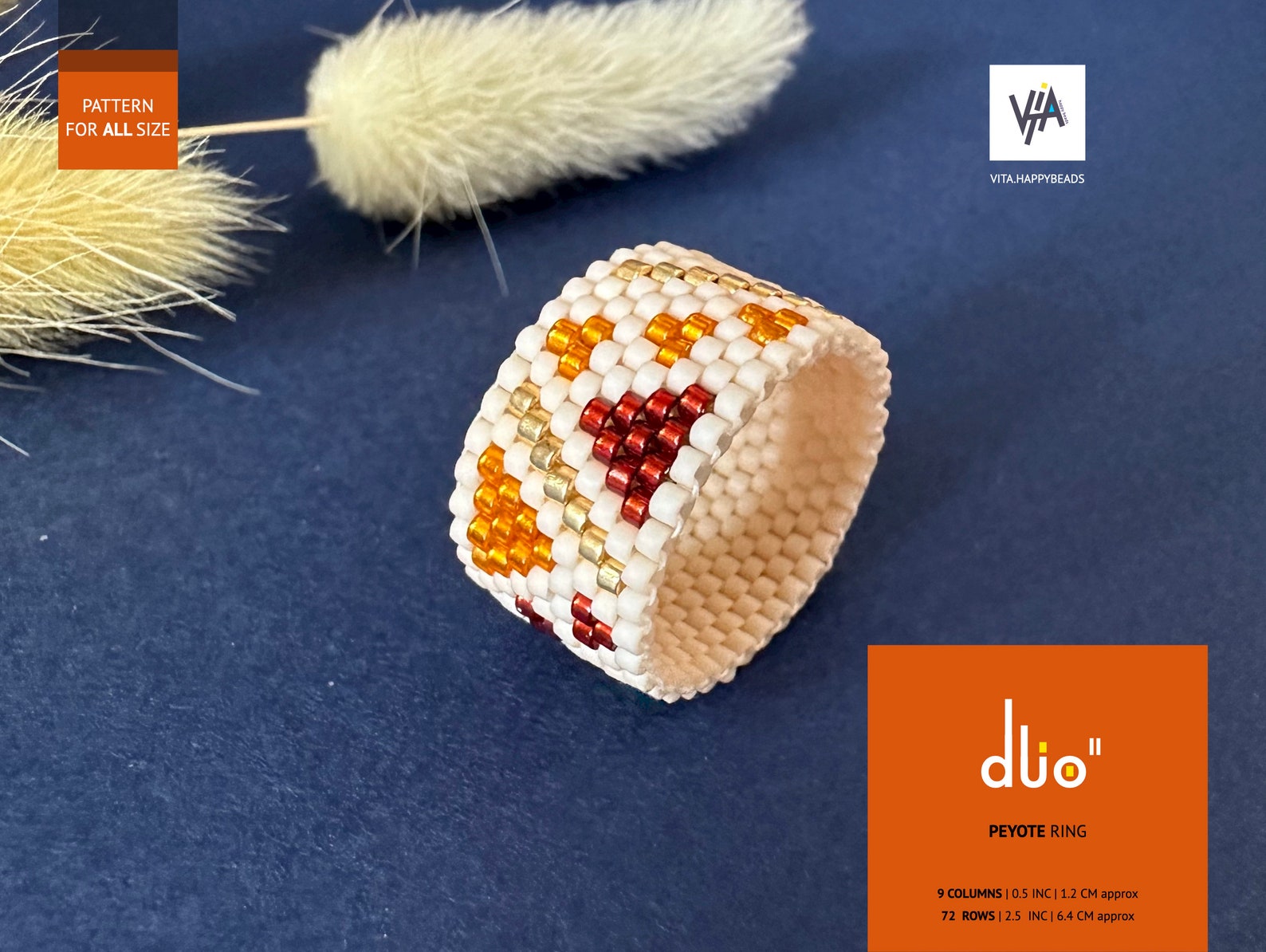 Peyote Stitch Ring Pattern, Odd Count Peyote Patterns, Instant Download ...