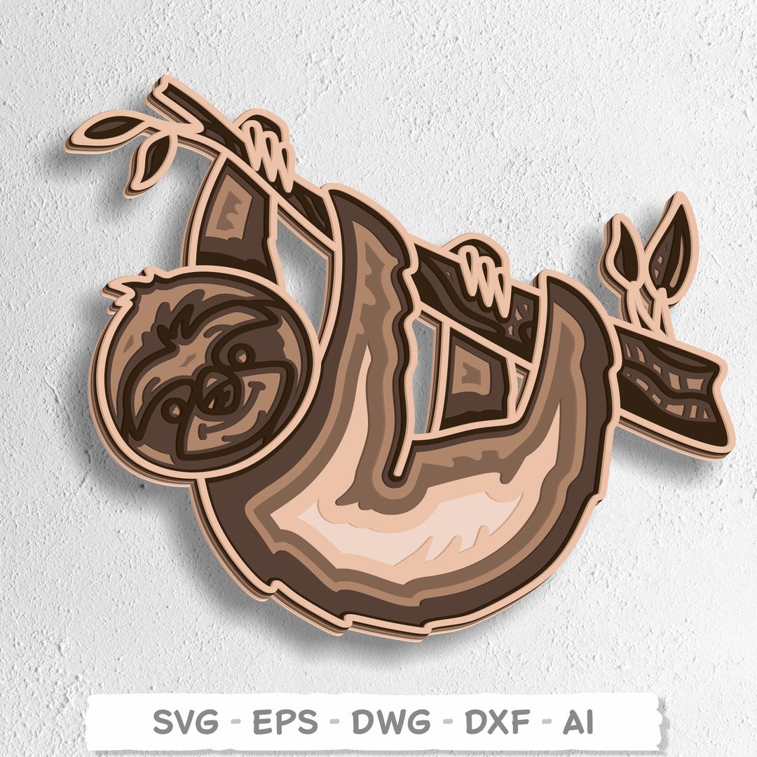 Layered Sloth SVG 3D Mandala • Cute Sloth Laser Cut File • Hanging ...