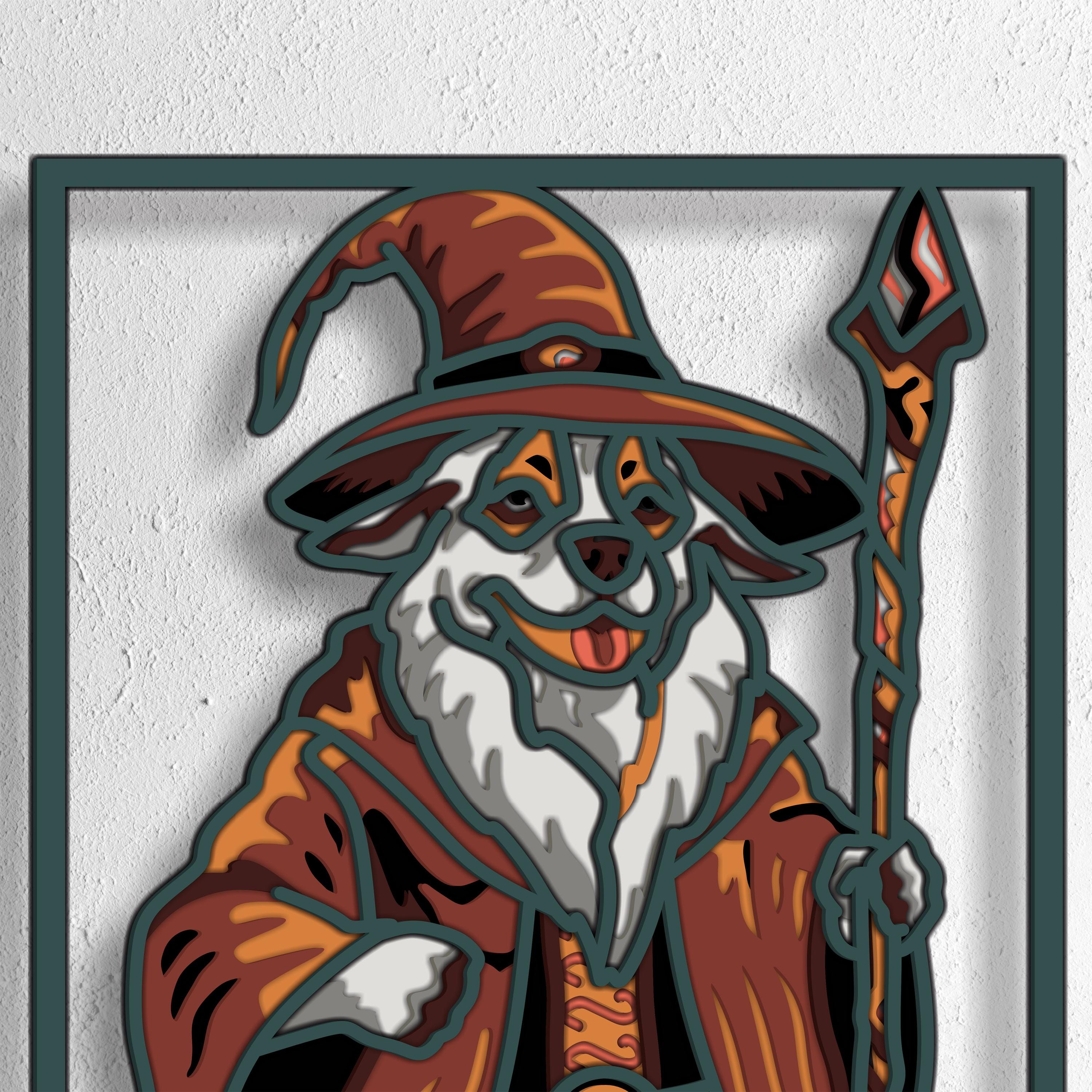 Wizard Dog 3D Multilayer SVG. Wizard Dog Mandala Laser Cut Home Decor ...