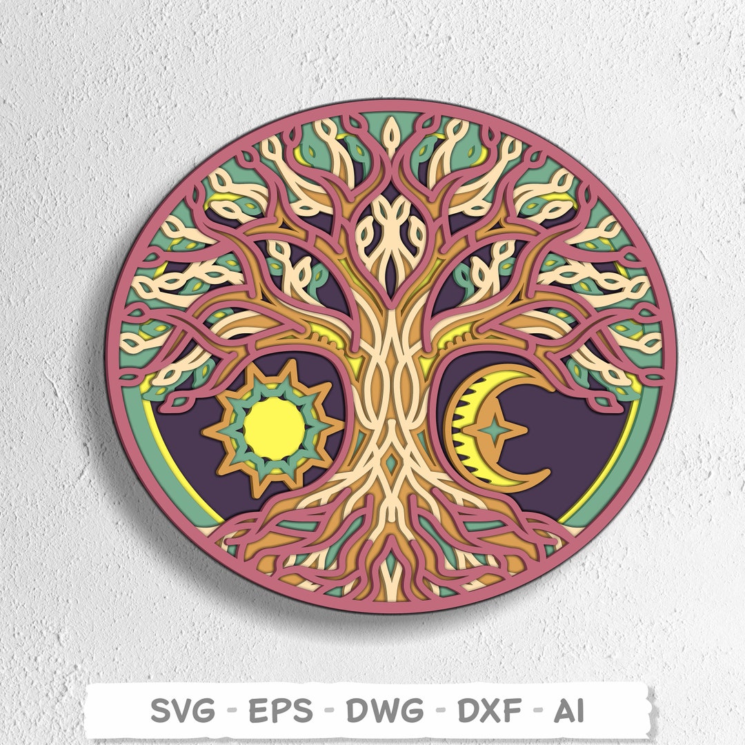 Tree of Life 3D Multilayer SVG. Tree of Life Laser Cut Home Decor. Tree ...